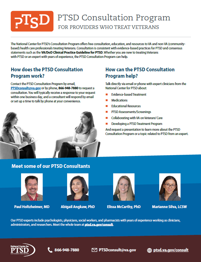 Fact Sheet That Highlights The PTSD Consultation Program Contact